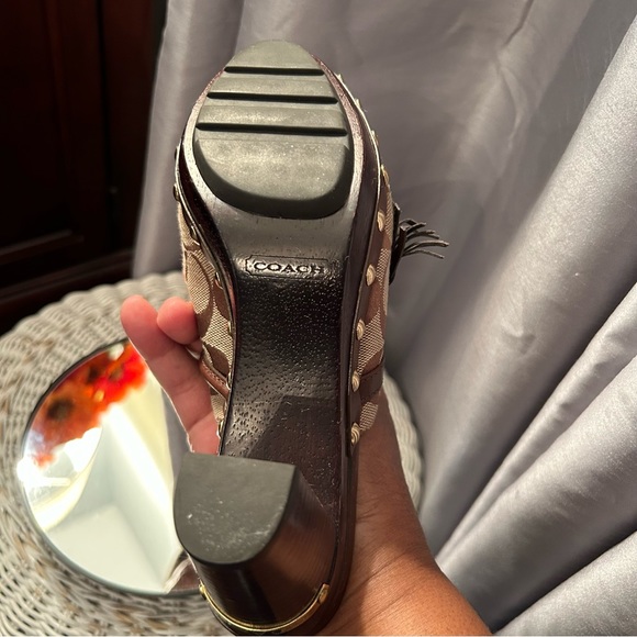 Coach | Shoes | Coach Shasha Clogs Mules In Brown Wood Leather And ...